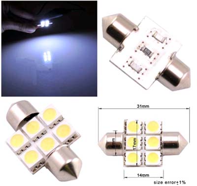 LED Bulb – Festoon 31mm 6LED 0.5W 12V – ToolsNZ.com North Canterbury ...